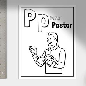Letter Pp is for Pastor - Pastor Appreciation Month Coloring Page - Etsy