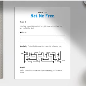 Psalm 31:5 - Set Me Free - Kids Bible Worksheet - Etsy