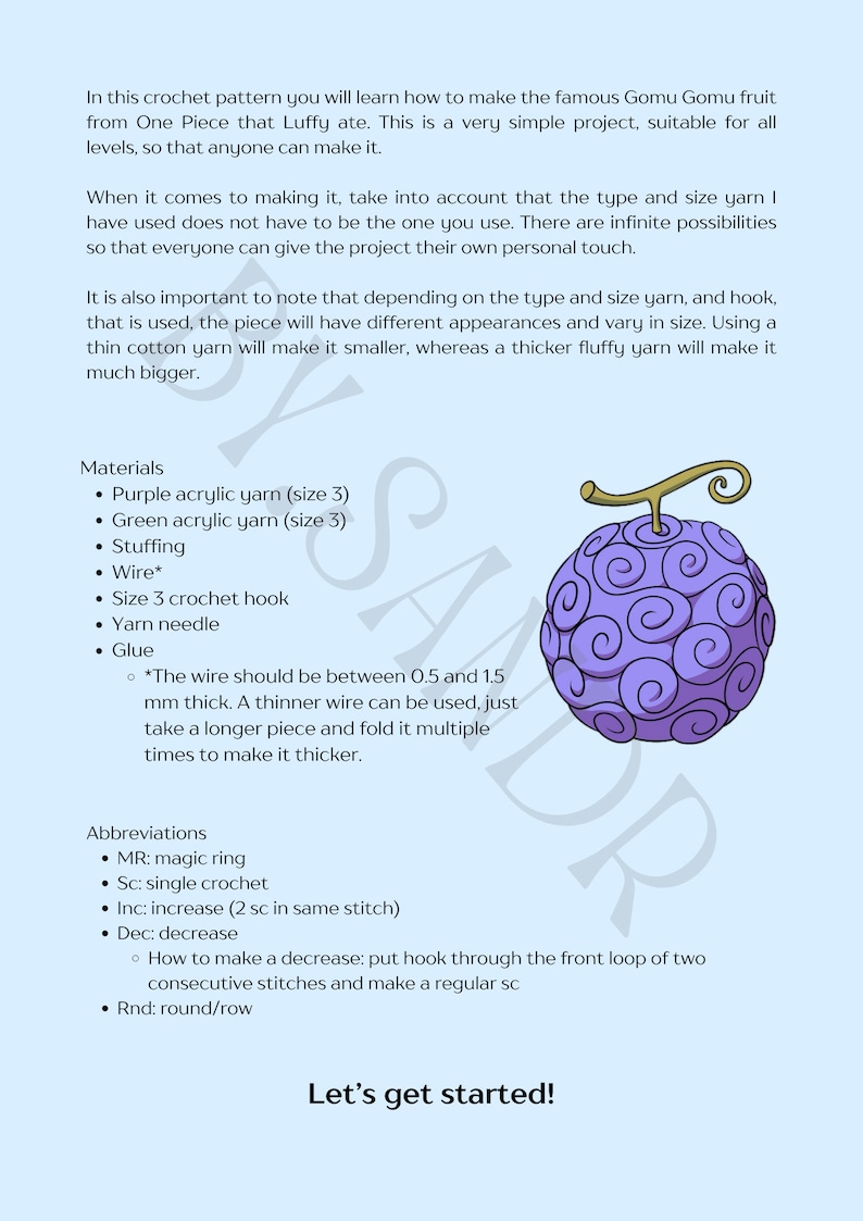 Gomu Gomu Fruit Crochet Pattern - Etsy