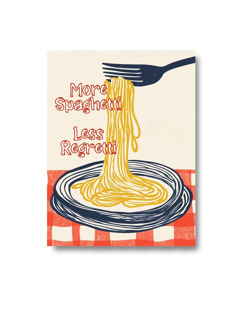 Funny Pasta Lover Card Printable | Spaghetti Foodie Art Card | Digital ...