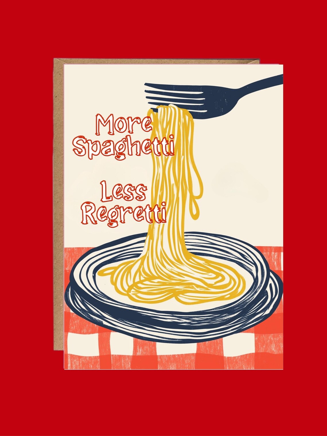 Funny Pasta Lover Card, Italian Food Pun Card, Spaghetti Greeting Card ...