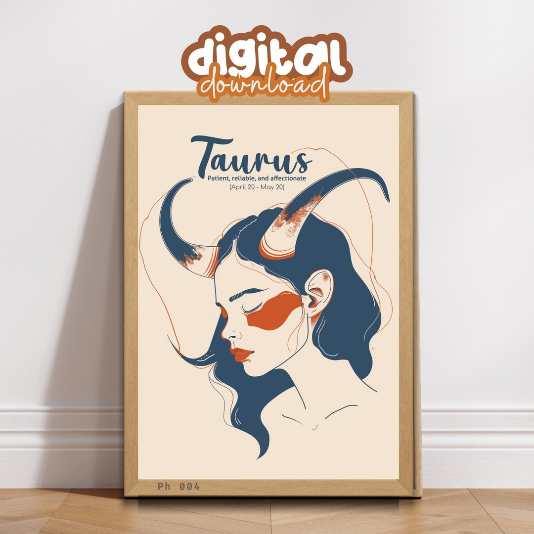 Taurus Poster, Zodiac Taurus Print,taurus Wall Decor, Digital Download ...