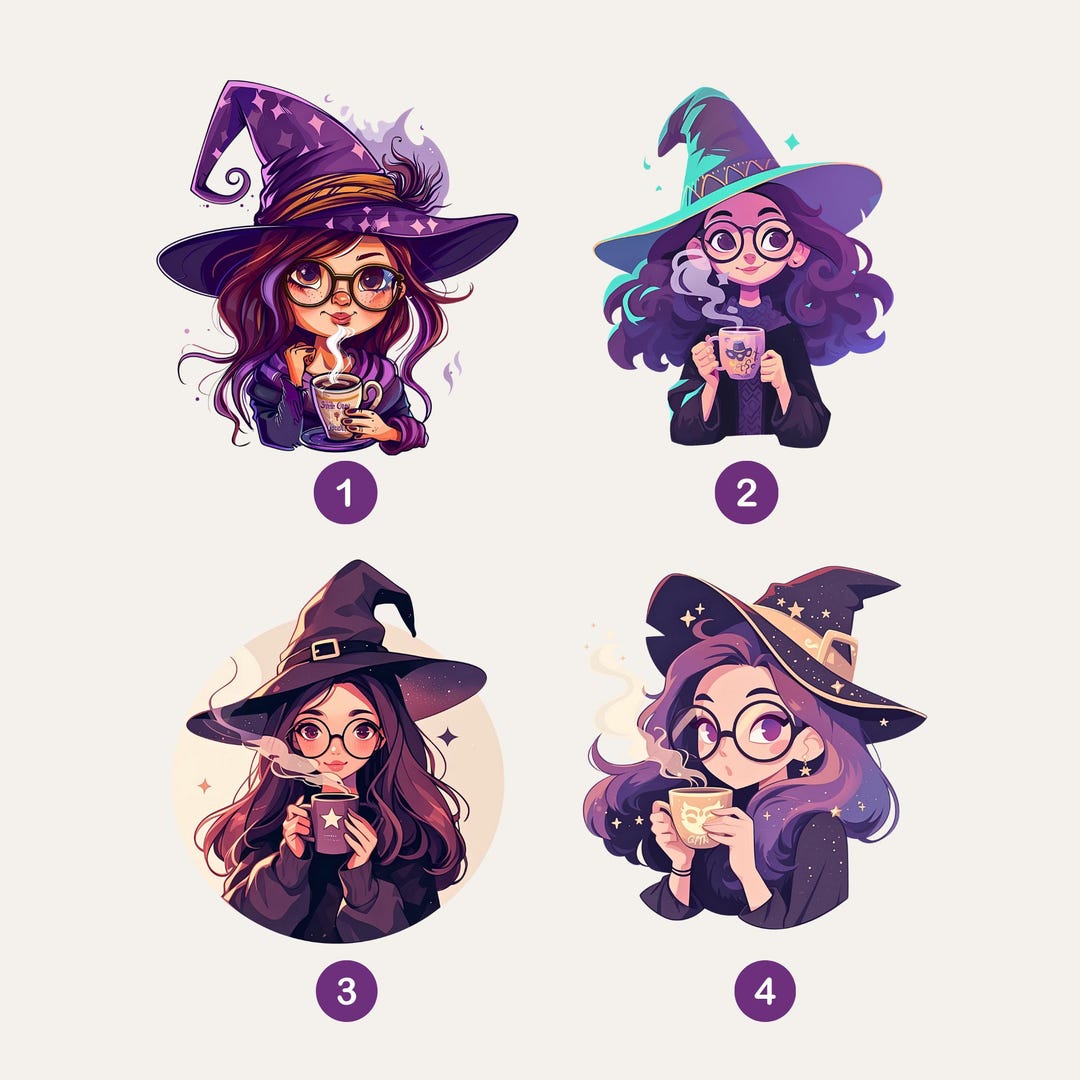 Halloween Witch Clipart PNG, Coffee Drinking Witch,cute Halloween Witch ...