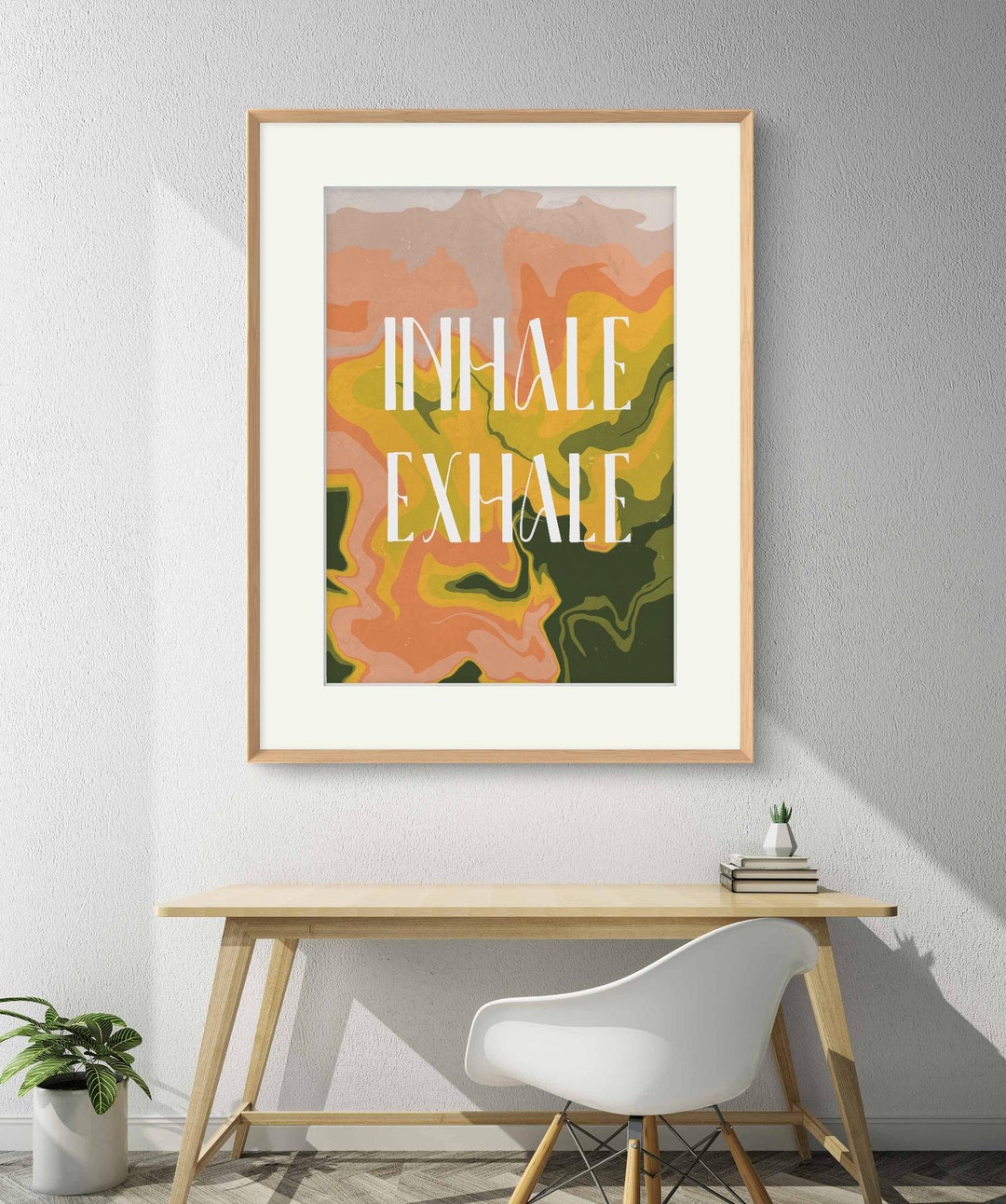Inahle Exhale Poster, Therapy Room, Therapist Gift, 70s Vibe Quote ...