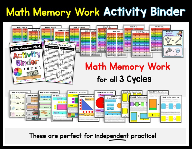 Classical Education Math Memory Work Cycle 1 Foundations Worksheets ...