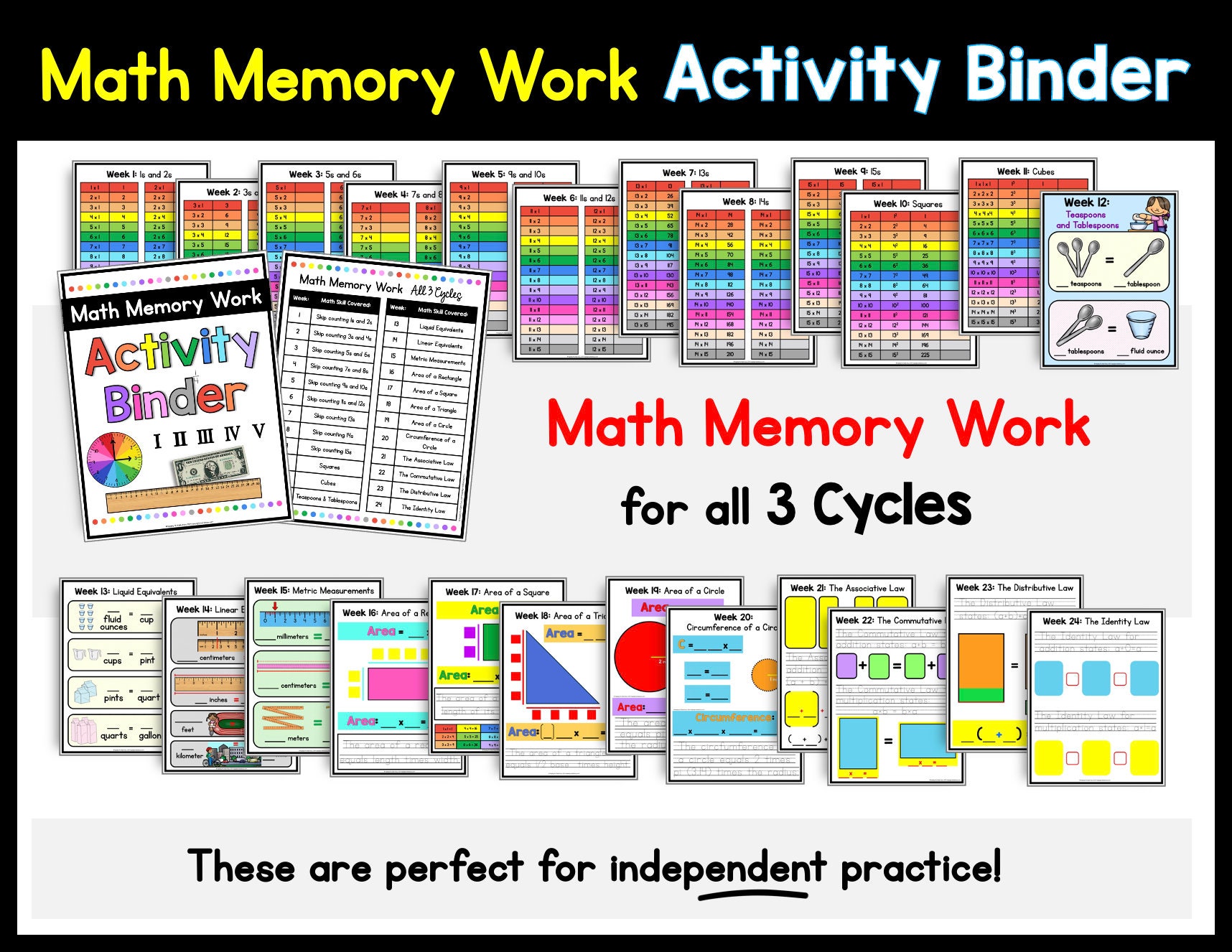 Classical Education Math Memory Work Cycle 1 Foundations Worksheets ...