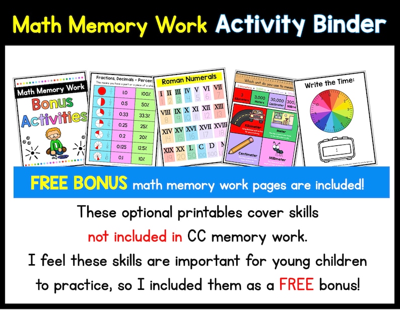 Classical Education Math Memory Work Cycle 1 Foundations Worksheets ...