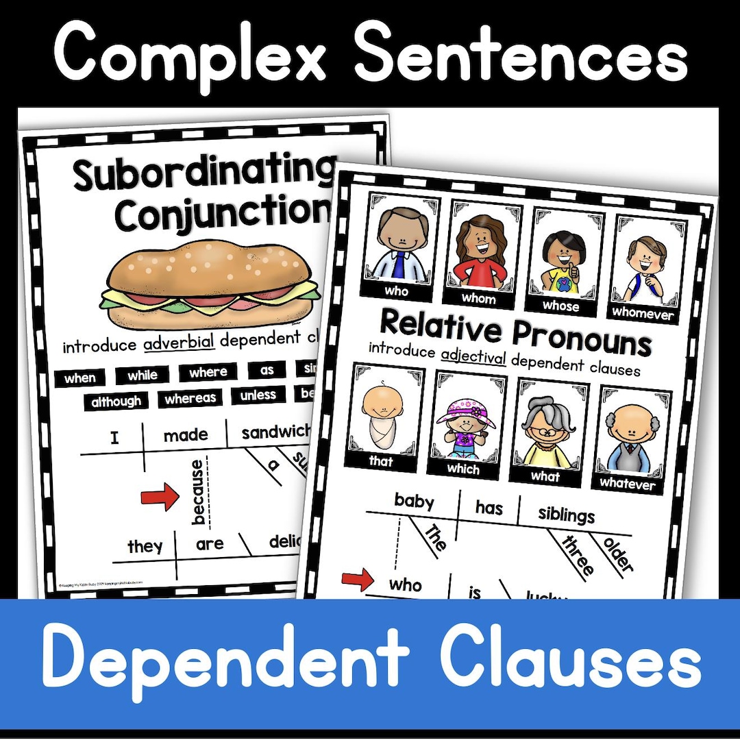 Complex Sentences - Posters and Printable Activities - Subordinating ...