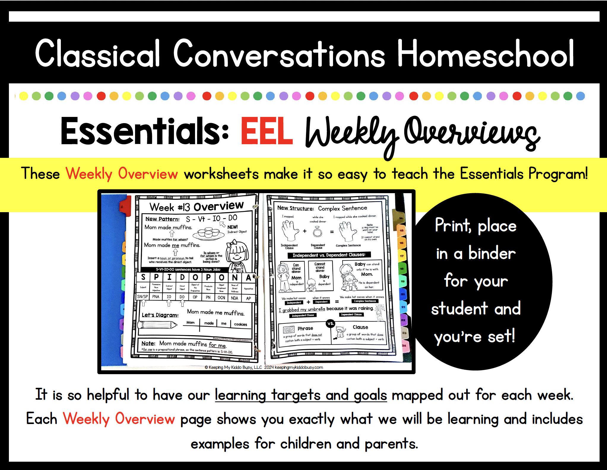 CC Essentials Program EEL Worksheets - Grammar Printables - Curriculum ...