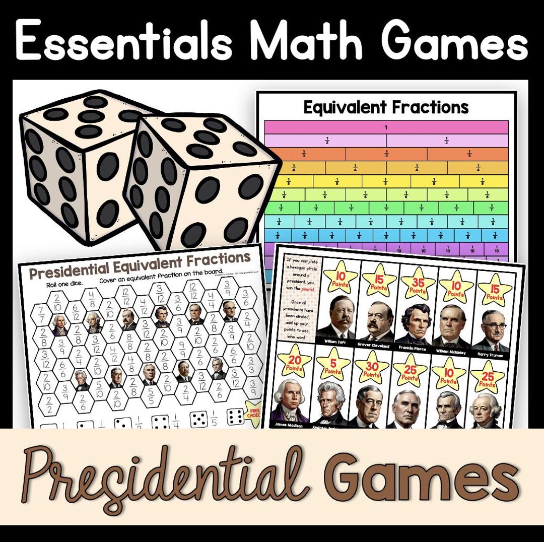 Math Games - Equivalent Fractions - Numbers Cubed and Squared - Middle ...