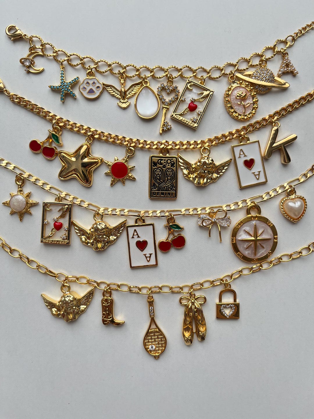 Custom Gold Charm Necklace: Personalized Vintage Chunky Jewelry - Etsy