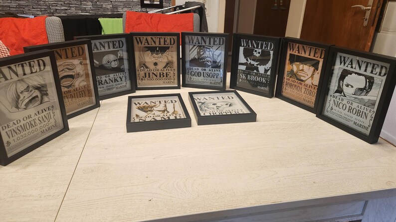 One Piece Wanted Posters in 3D Picture Frame/whole Straw Hat Pirates in ...