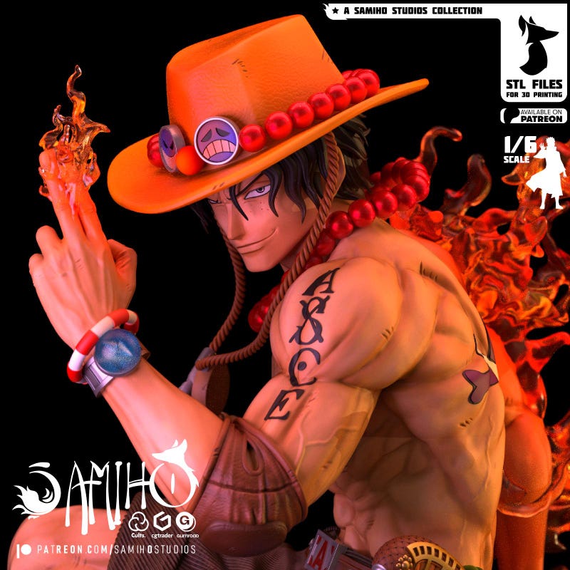 One Piece Anime Ace Figure - Etsy
