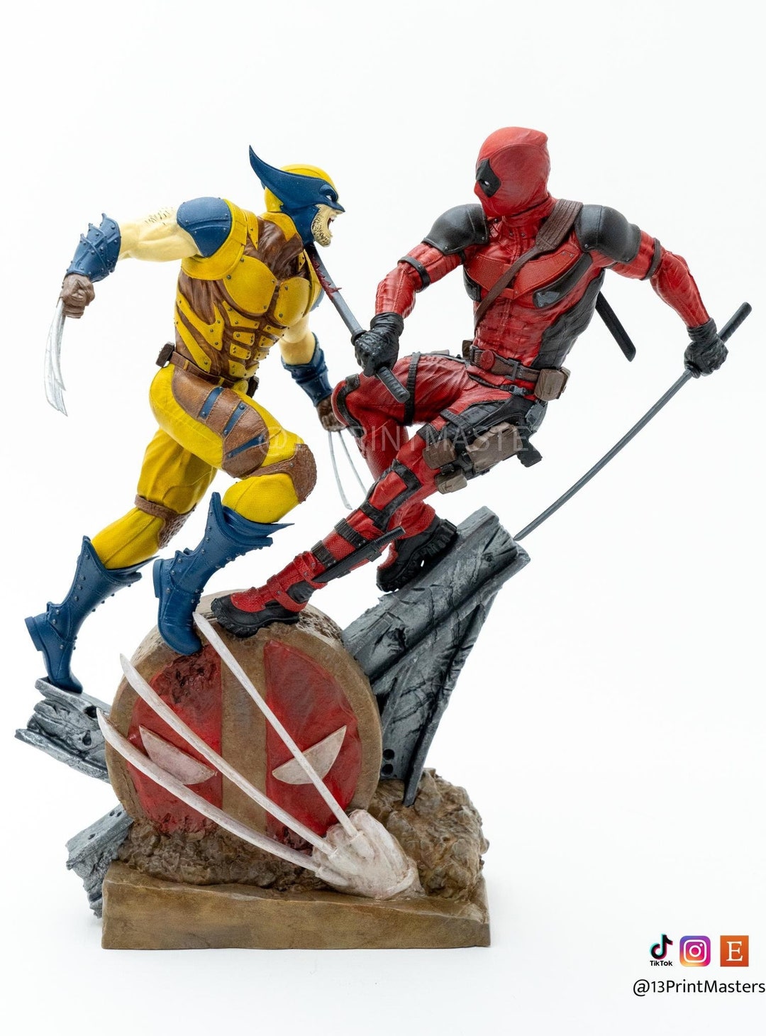 Deadpool Vs Wolverine Diorama Statue FAN ART FIGURE 3D Printed Gift for ...