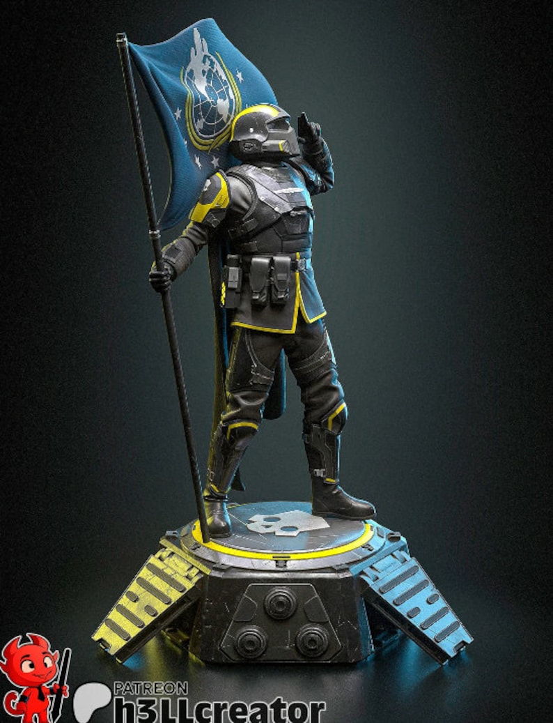 Helldivers 2 Helldiver Statue 3D Printed Gift for Gamer Handmade Gift Resin Figure Hand Painted ...