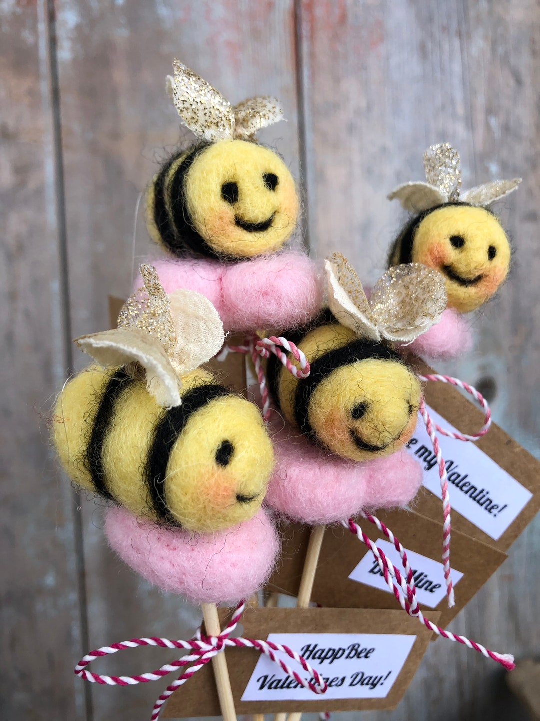 Bee Mine Valentines Day Bumble Bee Pick Pink Heart Cloud - Etsy