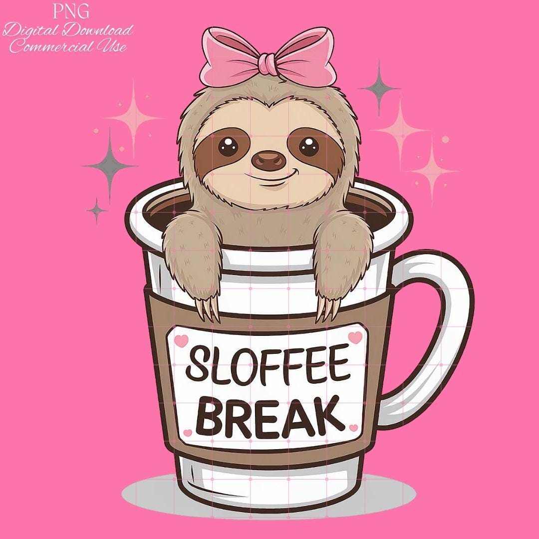 Cute Coffee Sloth PNG Clipart, Coffee Lover Png Sloth Lover but First ...