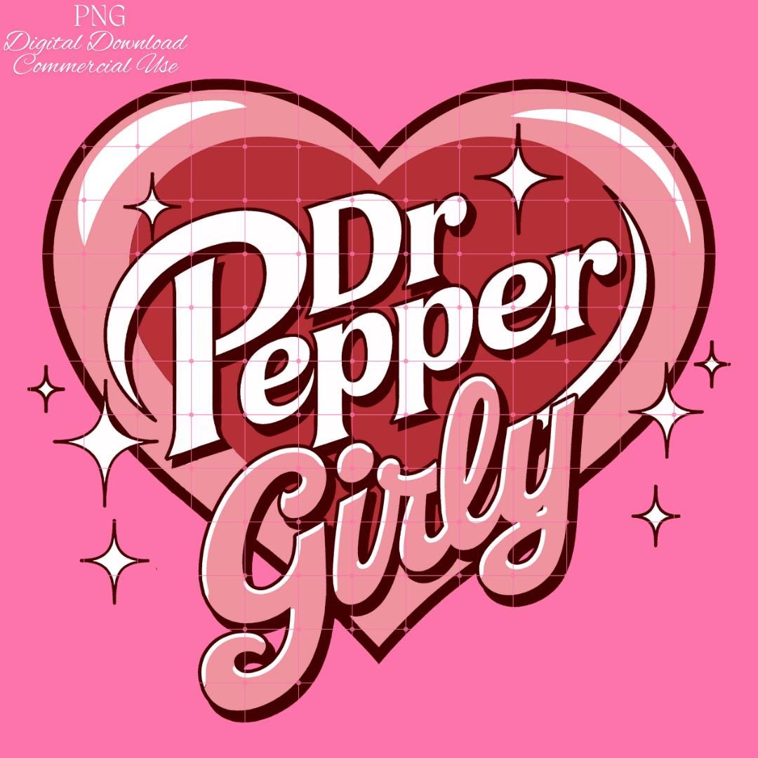 Dr Pepper Girly PNG Pink Dr Pepper Logo With Retro Heart and Sparkle ...