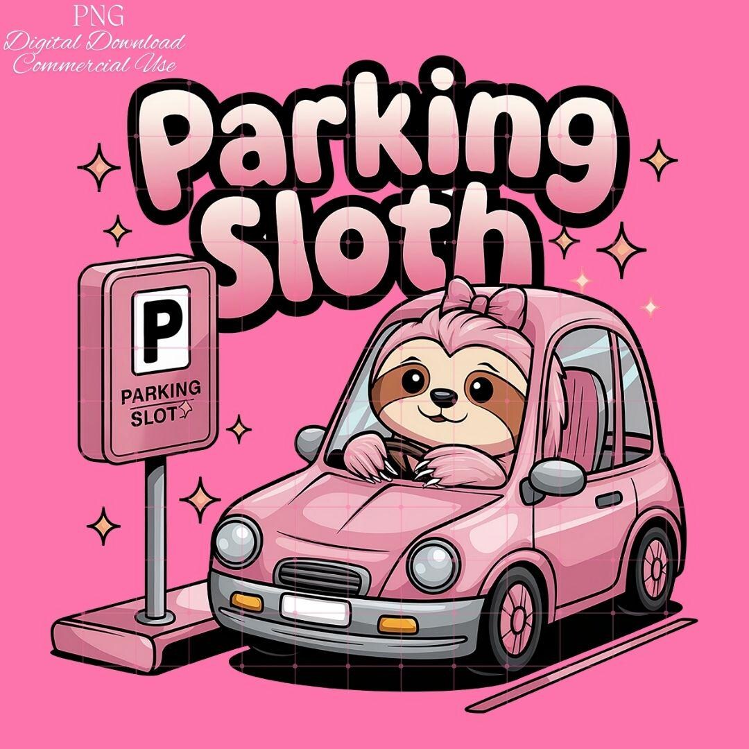 Funny Pink Sloth PNG Cute Kawaii Sloth Driving Clipart Girly Car Meme ...
