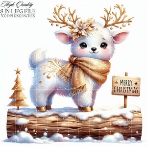 Christmas Gold Reindeer Merry Christmas Sign Glitter 8in1 Whimsical ...
