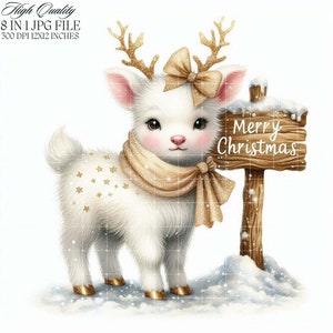 Christmas Gold Reindeer Merry Christmas Sign Glitter 8in1 Whimsical ...