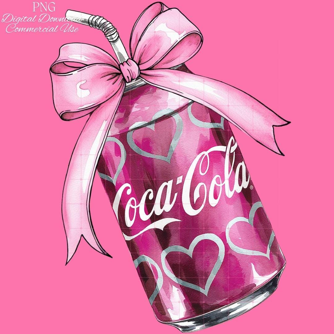 Coke in Can Coquette Pink Bow Pink Coca Cola Valentines Vintage Diet ...