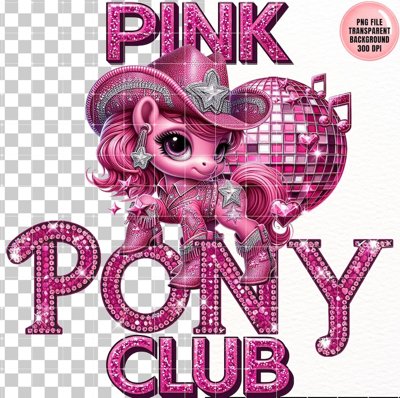 Pink Pony Club Text Glitter Digital PNG Clipart Chappel Roan Inspired ...
