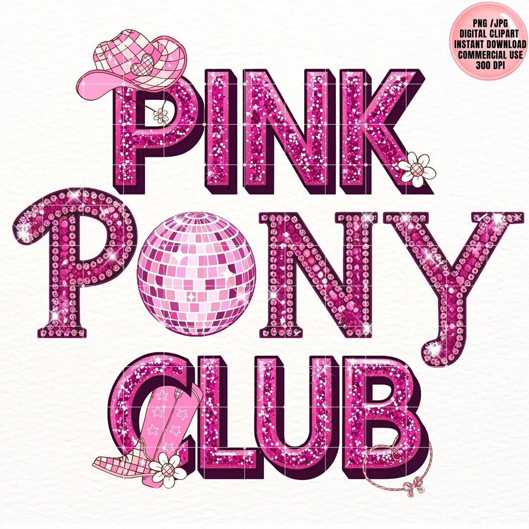 Pink Pony Club Text Glitter Digital PNG Clipart Chappel Roan Inspired ...
