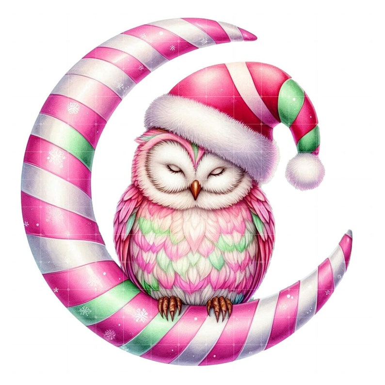 Christmas Candy Cane Owl Clipart 8 in 1 Digital Clipart High Quality ...