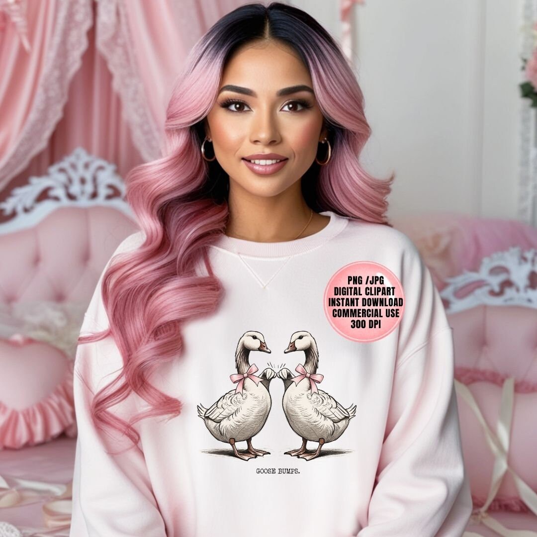 Goose Bumps Humor Meme Digital Art Funny Geese Illustration With Pink ...