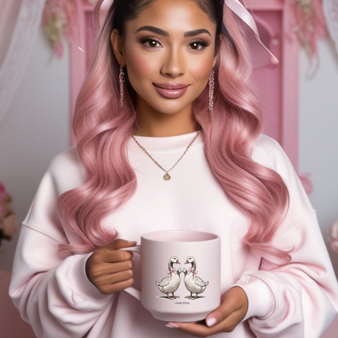 Goose Bumps Humor Meme Digital Art Funny Geese Illustration With Pink ...