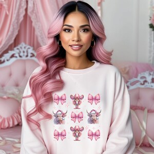 Pink Western Christmas Nutcracker & Highland Cow Coquette Bow ...