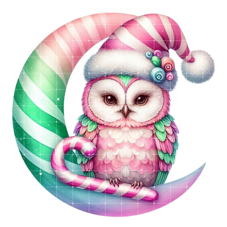 Christmas Candy Cane Owl Clipart 8 in 1 Digital Clipart High Quality ...