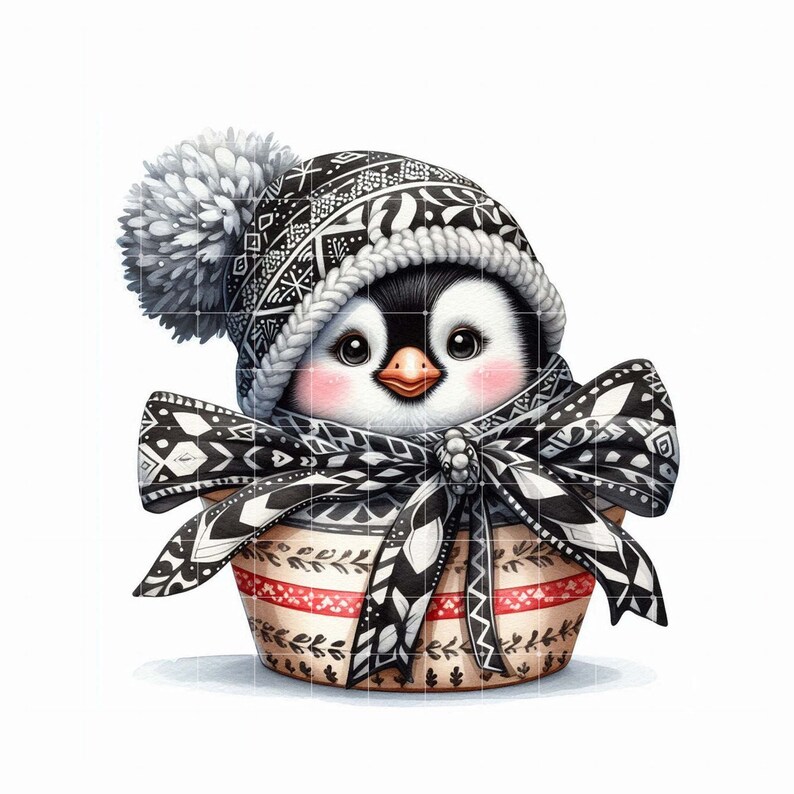 Christmas Penguins in Cozy Winterwear 8 in 1 Digital Clipart High ...