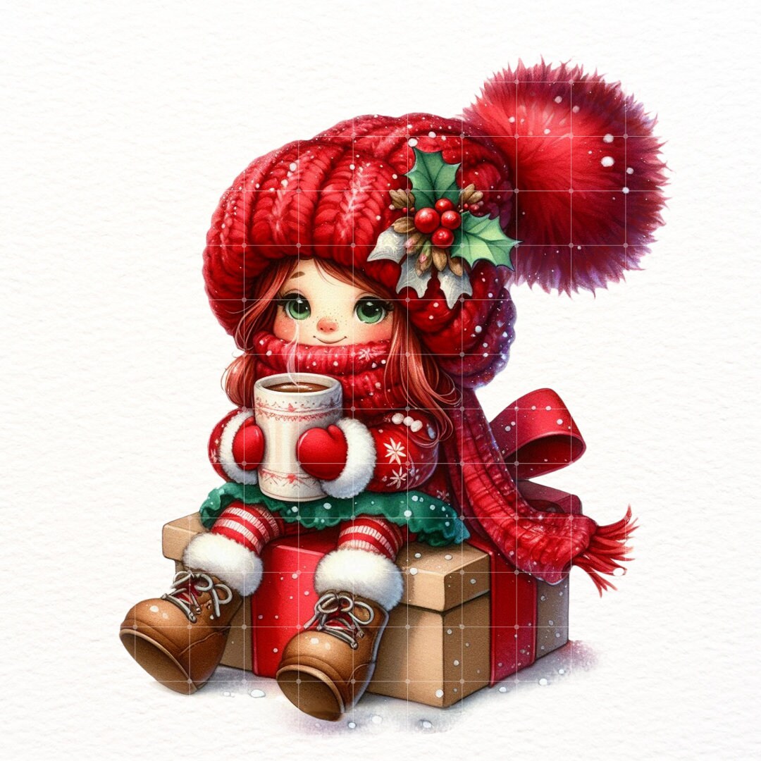 Red Green Christmas Gnome With Gifts Knitted Scarf Hat Oversized 8in1 ...