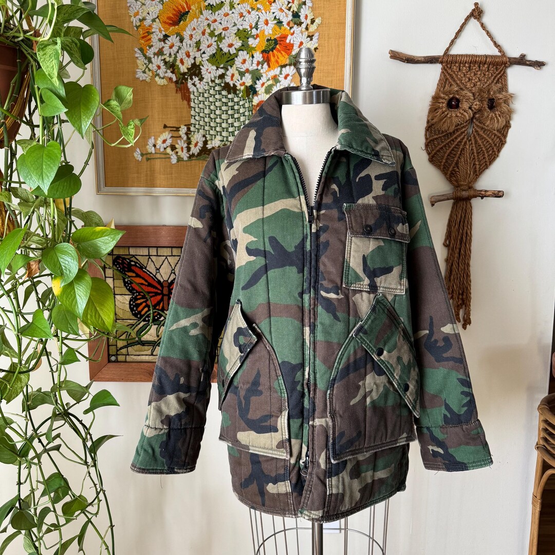 70s 80s Vintage CHILLER KILLER Camouflage Quilted Hunting Coat Mens ...