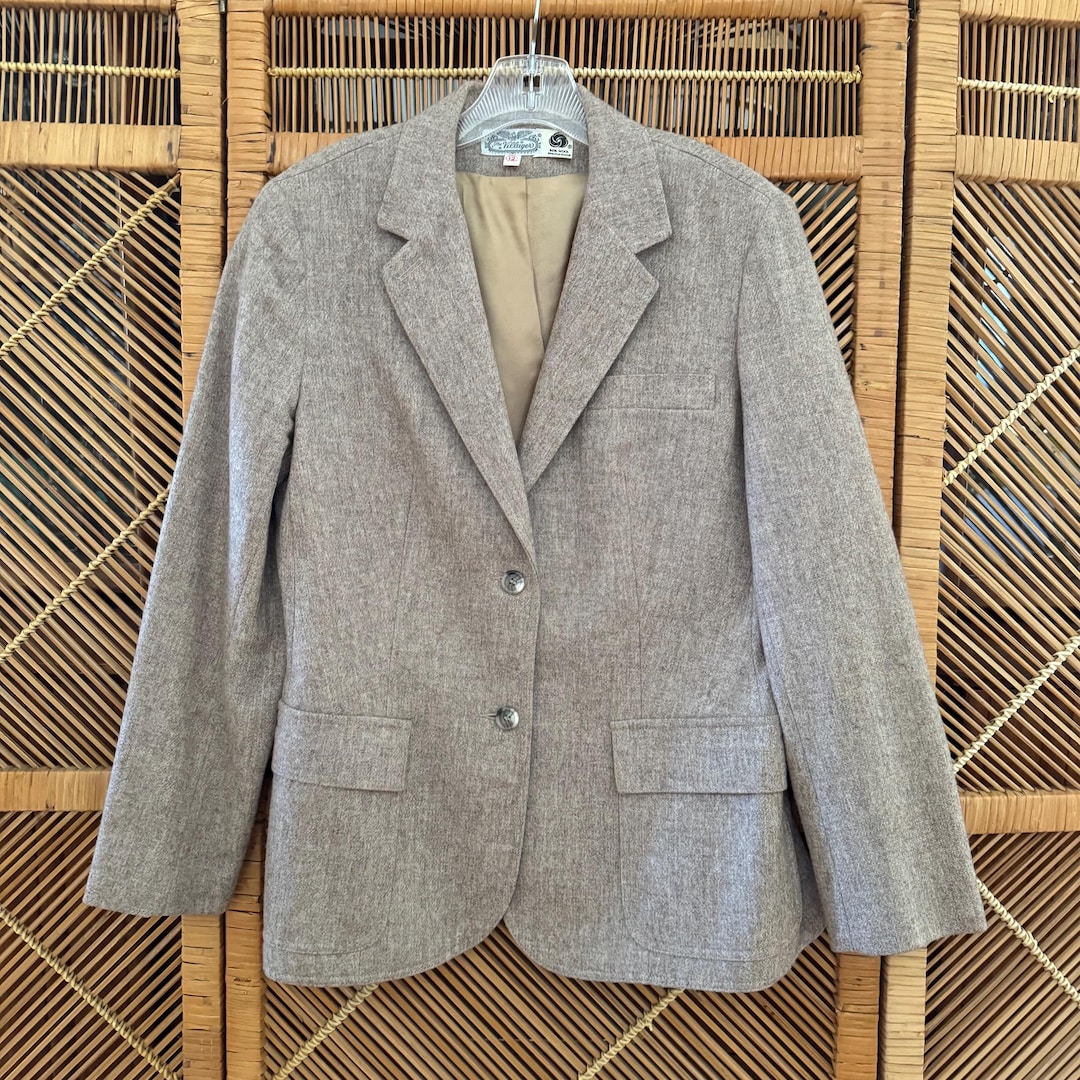 80s Vintage THE VILLAGER Beige Wool Blazer Size Medium - Etsy