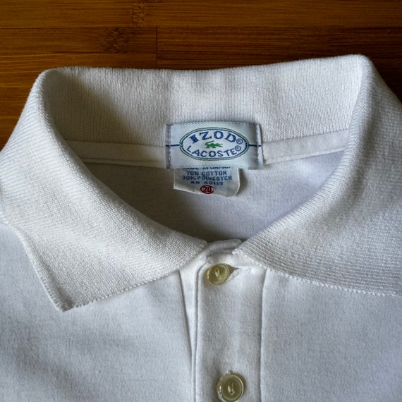 80s Vintage IZOD LACOSTE NWT White Polo Shirt Boys Si… - Gem