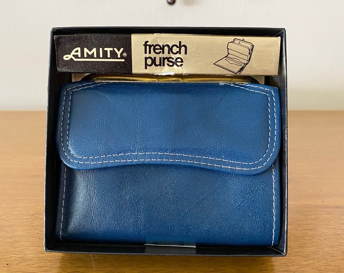 70s Vintage AMITY Navy Leather French Purse Wallet, New in Box - Etsy
