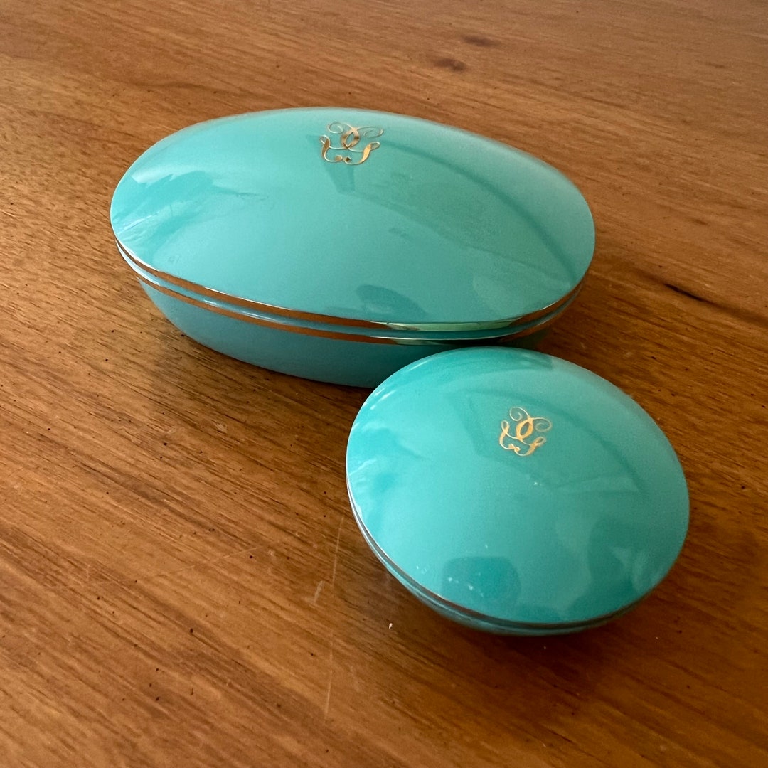 80s Vintage GUERLAIN PARIS SHALIMAR Turquoise and Gold Soap Container ...