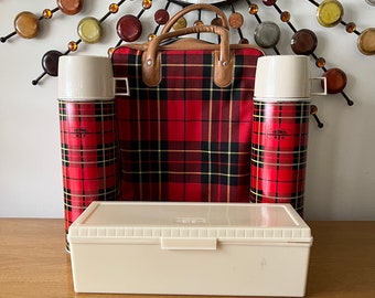 Vintage Red Plaid Lunch Box - Etsy