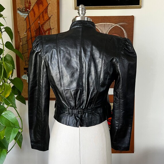 80s Vintage WILSONS LEATHER Black Leather Fitted Jack… - Gem