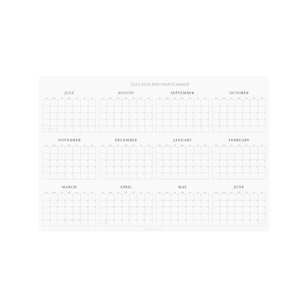 Minimal Simple Mid 2023 2024 Horizontal Wall Calendar and - Etsy