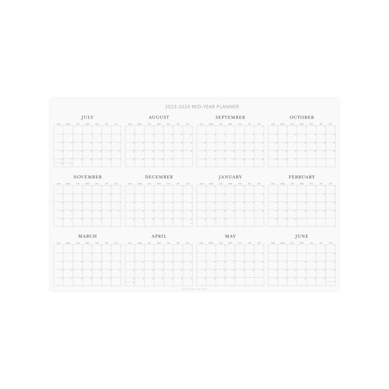 Minimal Simple Mid 2023 2024 Horizontal Wall Calendar and - Etsy