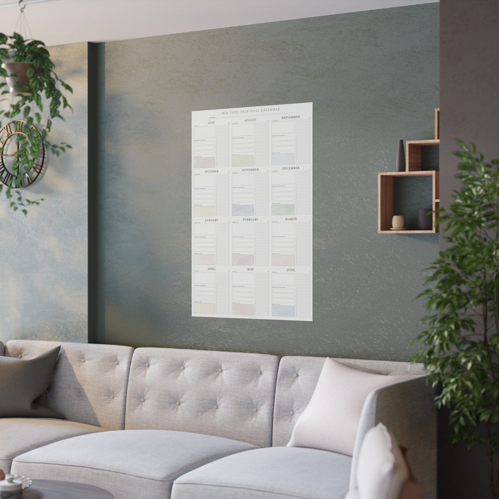 Goal Planner // Mid 2023 2024 Vertical Wall Calendar and - Etsy