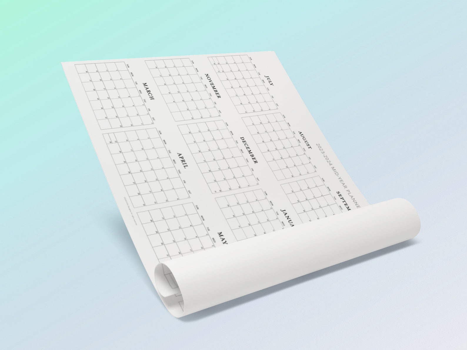 Minimal Simple Mid 2023 2024 Horizontal Wall Calendar and - Etsy