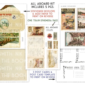 ALL ABOARD! - Vintage Train Travel Printable Kit - Antique Ephemera ...