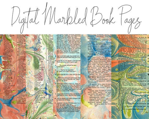 Digital Marbled Book Pages Perfect for journals cards | Etsy