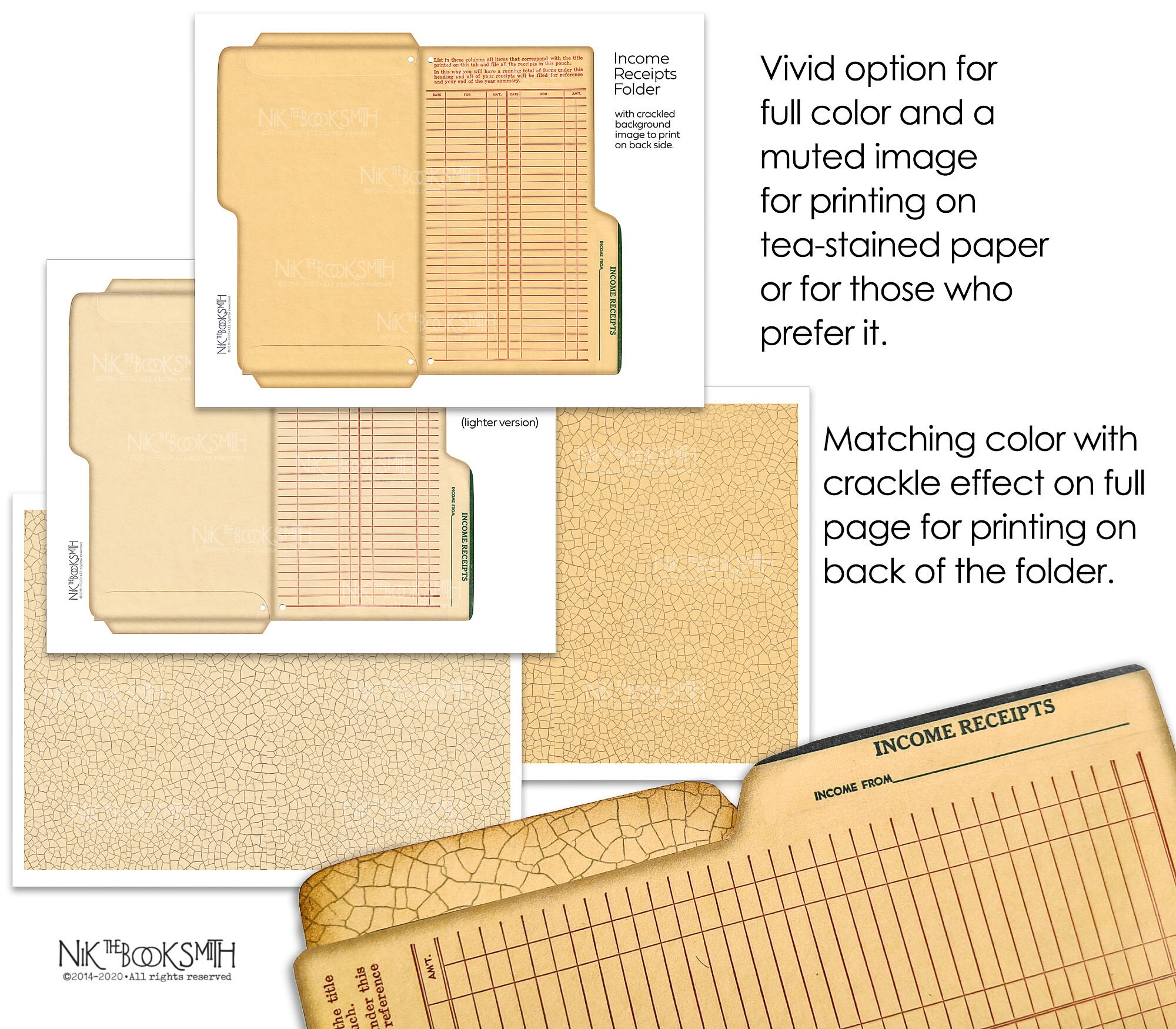 Income Receipts Manila Folder Kit 2 Digital Images in JPEG - Etsy