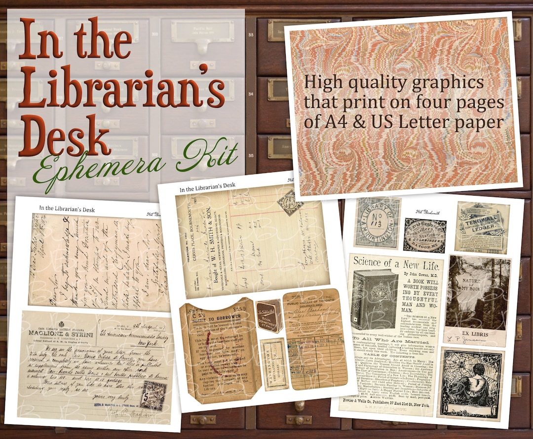 Librarian's Desk 14 Piece Ephemera Kit - Perfect for Making Journals ...